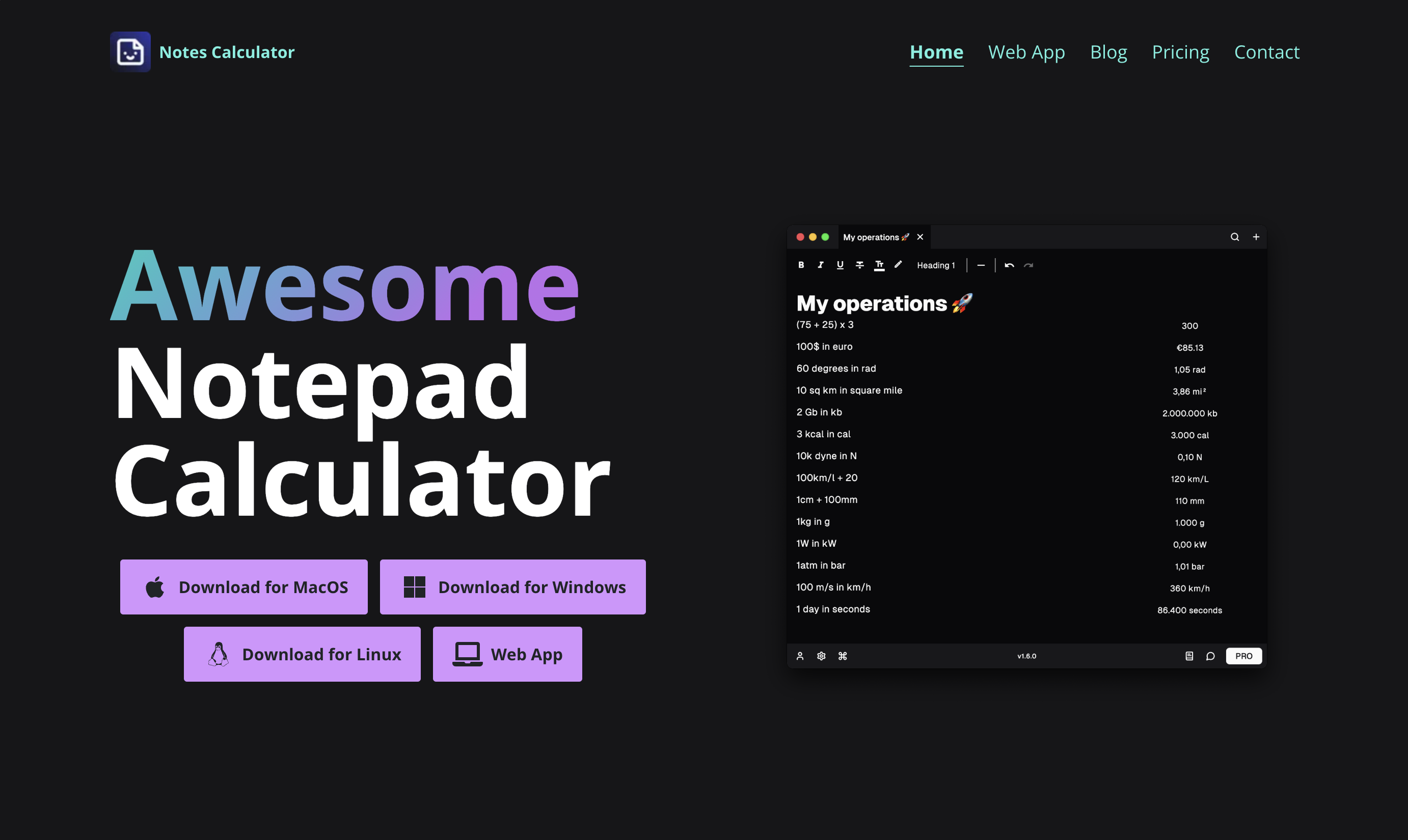 Home - Notes Calculator